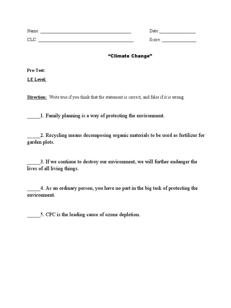 Worksheets LS2 Climate Change | PDF | Climate Change | Atmosphere Of Earth