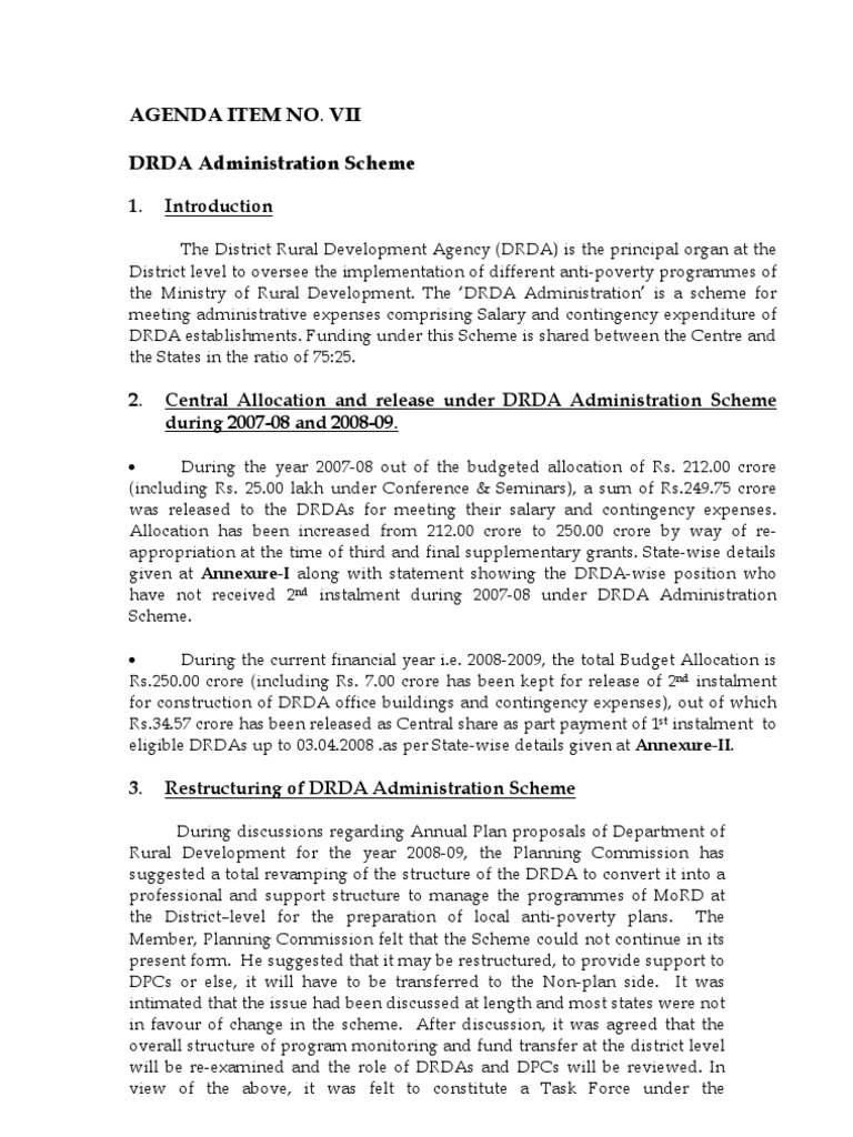 DRDA Administration Scheme Overview | PDF | Employment | Business