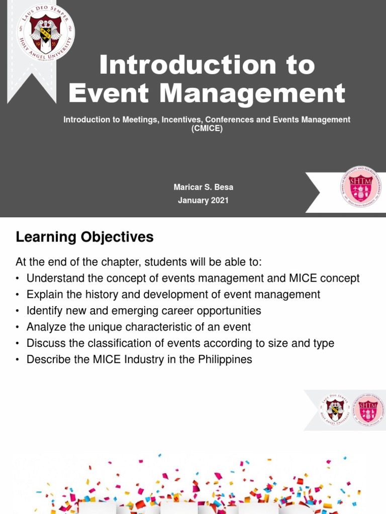 Week 2 - Introduction To Event Management | PDF | Philippines | Tourism