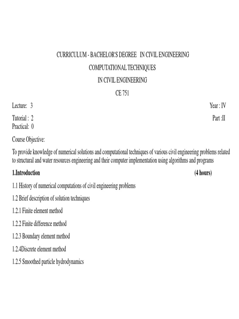Computational Techniques In Civil Engineering An Introduction To Numerical Solutions For
