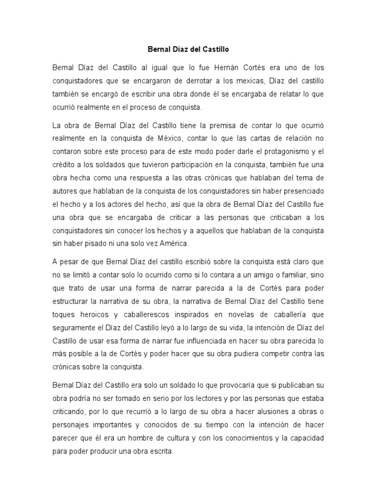 Crónicas de Bernal Díaz del Castillo | PDF | Conquistador | Hernán Cortés
