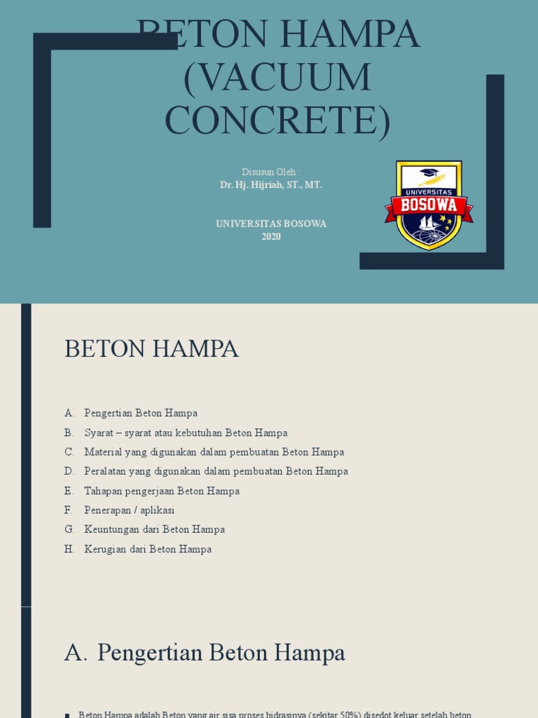 Keunggulan dan Material Beton Hampa | PDF | Teknologi & Rekayasa