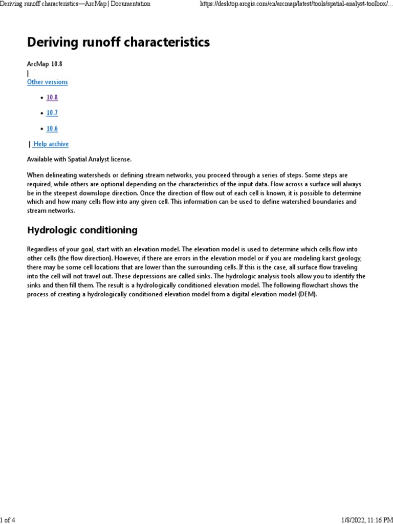 Simplified Flow Chart For Watershed Analysis in ESRI ArcGIS | PDF ...