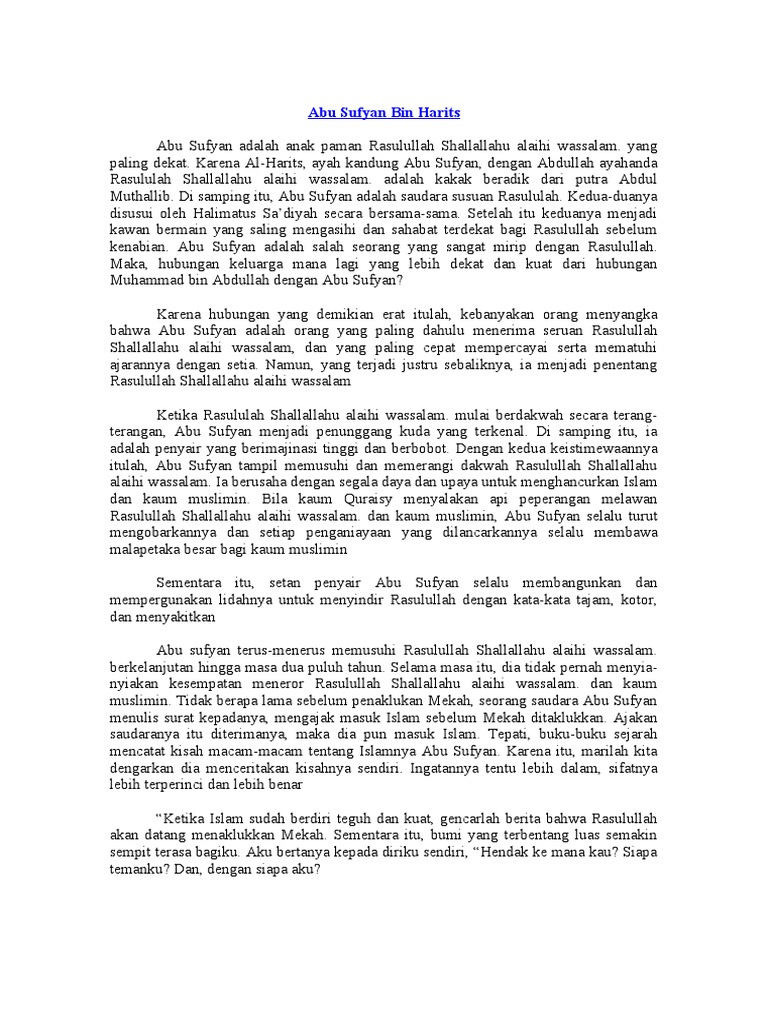 Kisah Abu Sufyan: Dari Musuh Menjadi Sahabat | PDF