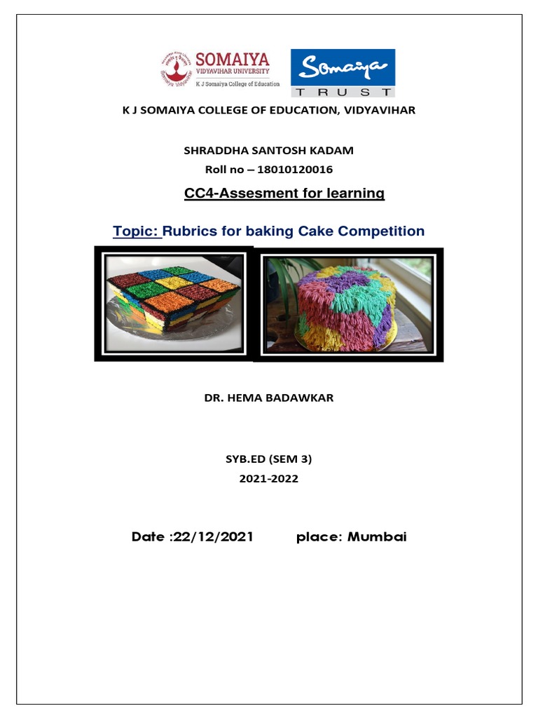 Rubric On Baking Cakes | PDF | Food And Drink | Foods