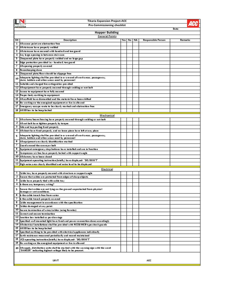Hopper Building: Tikaria Expansion Project-ACC Pre-Commissioning ...