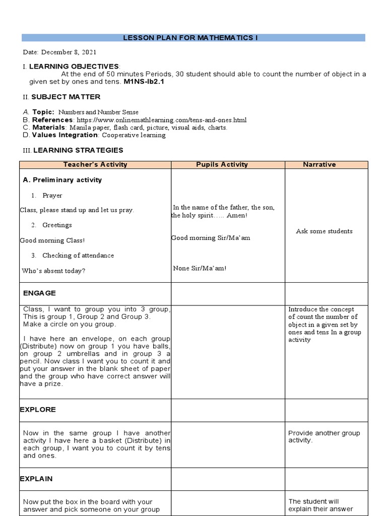 Developing Number Sense Through Group Activities: A Lesson Plan on ...
