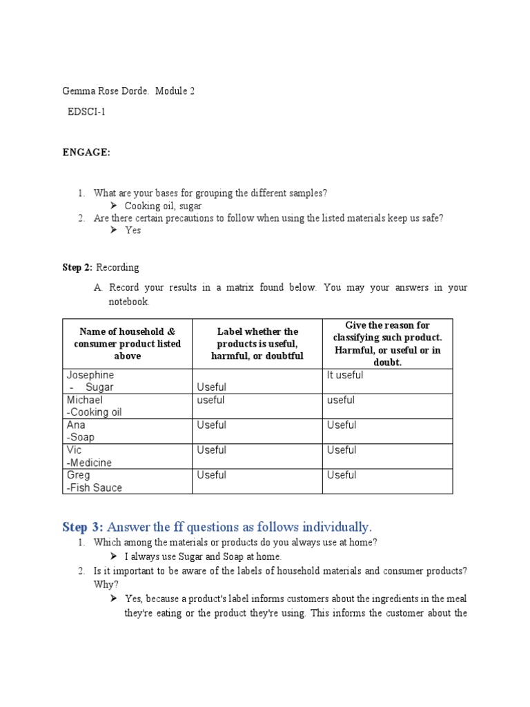 Engage:: Step 3: Answer The FF Questions As Follows Individually | PDF ...