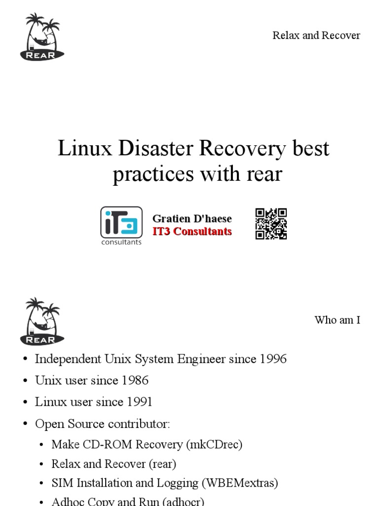 Linux Disaster Recovery Best Practices With Rear: Relax and Recover ...