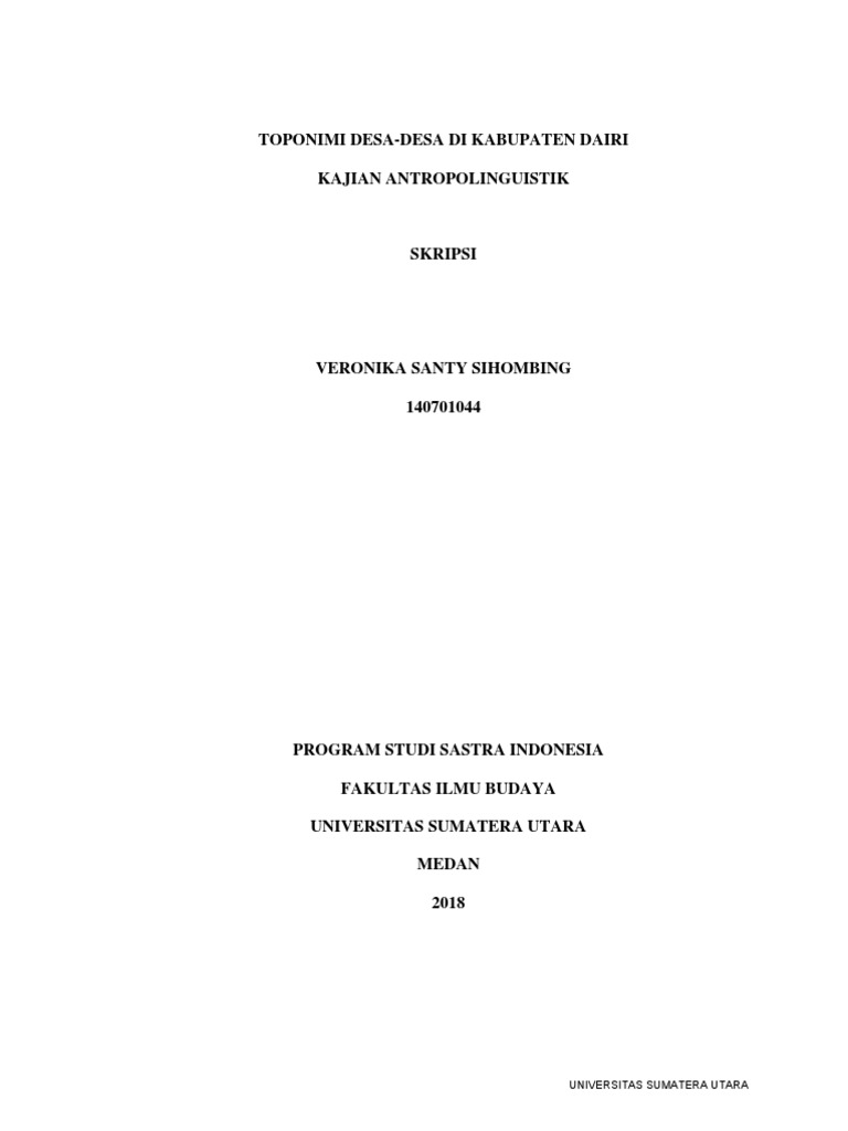 Contoh Skripsi Toponimi | PDF