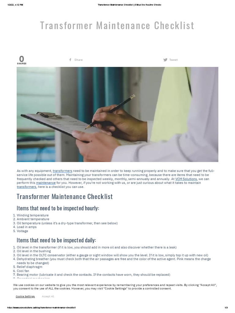 Transformer Maintenance Checklist - 5 Must Do Routine Checks | PDF ...