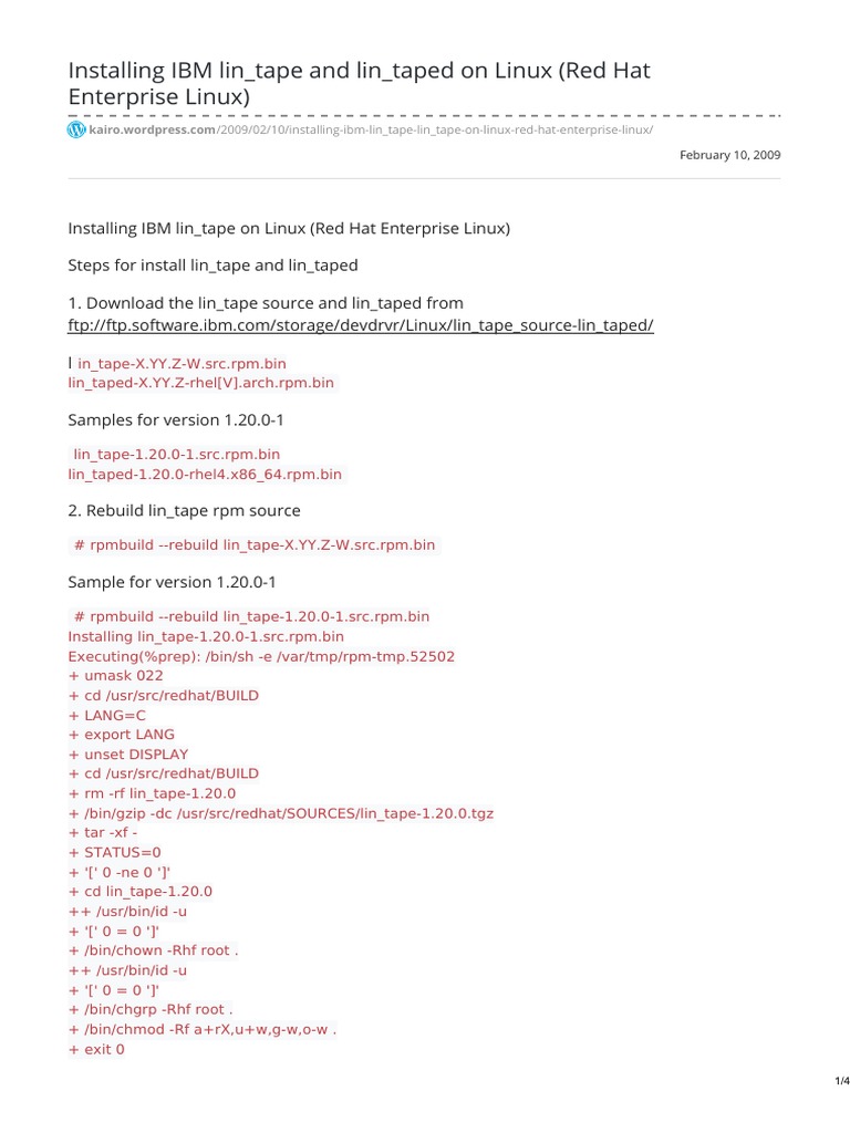 Installing IBM Lin - Tape and Lin - Taped On Linux Red Hat ...