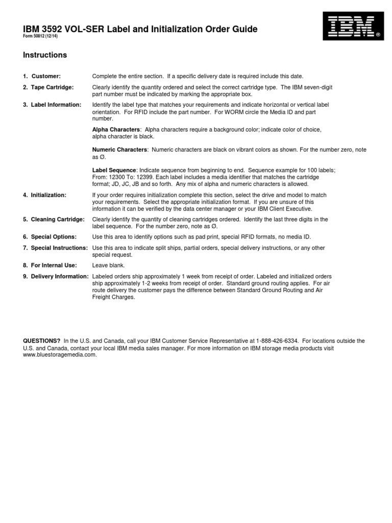 Order Guide for 3592 Tape Cartridge Labels and Initialization | PDF ...
