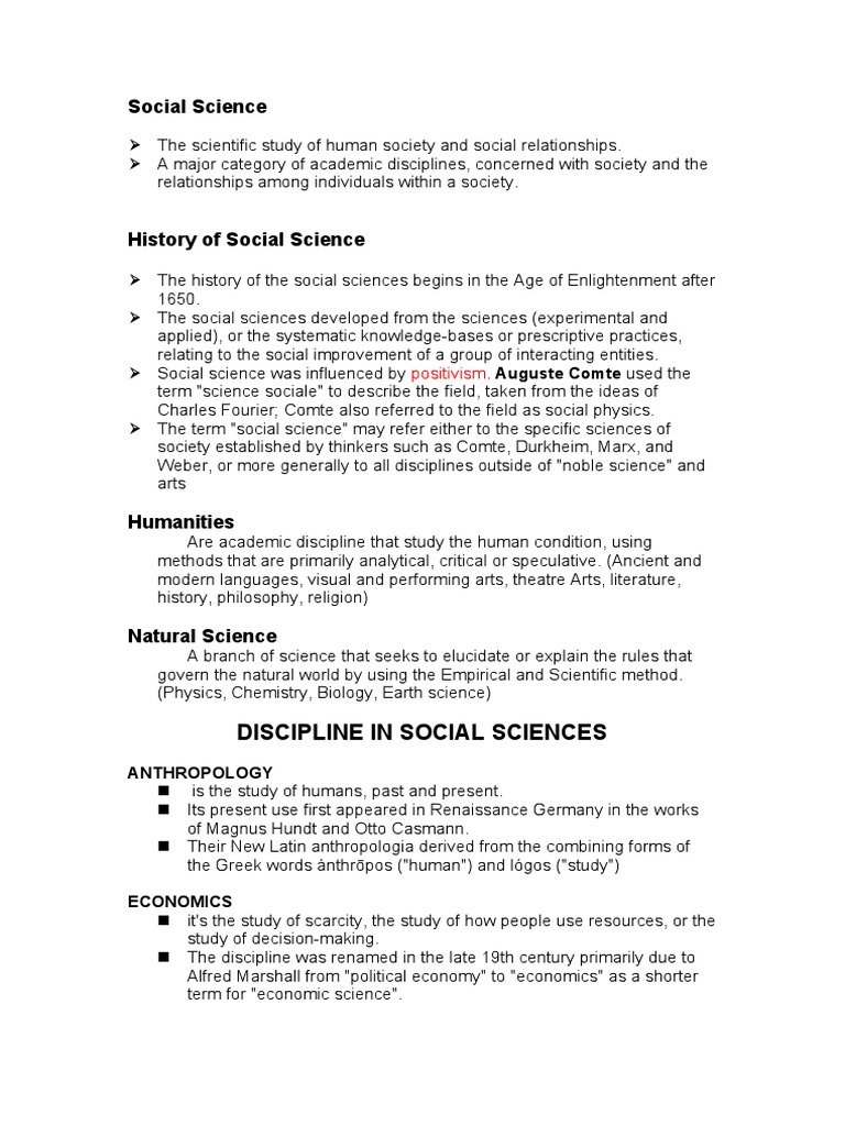 Emergence of The Social Sciences | PDF | Social Sciences | Science