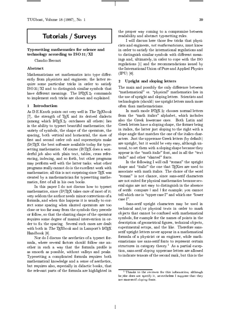 Math Typesetting Rules | PDF | Measurement | Te X