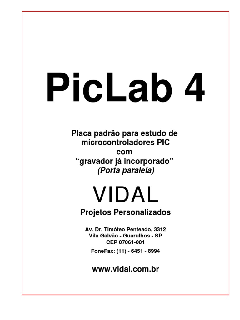 Manual Placa PicLab 4 | PDF | Hardware de computador | Drive de disco rígido