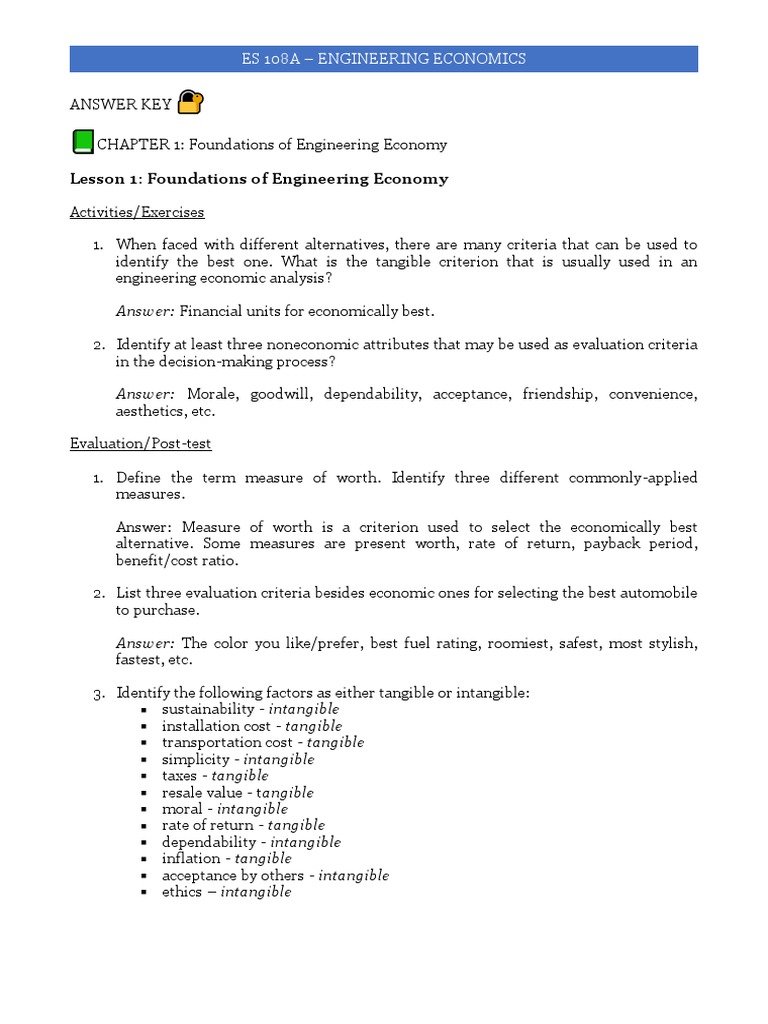 Module 1 - ANSWER KEY | PDF | Interest | Interest Rates