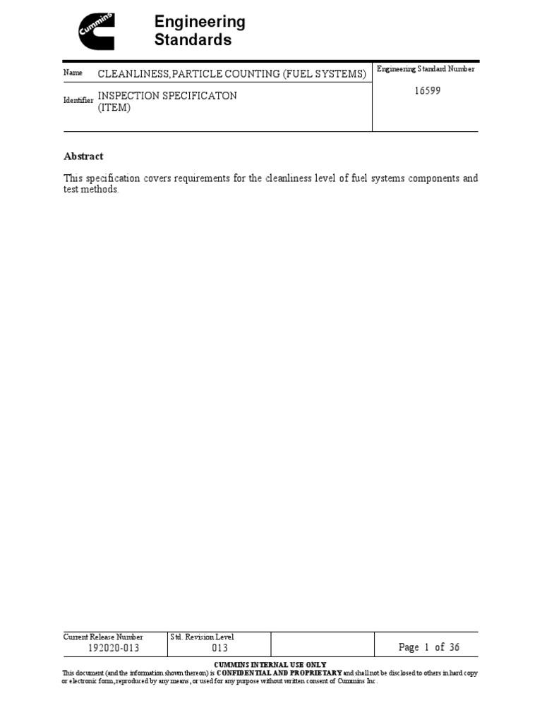 Cleanliness, Particle Counting (Fuel Systems) Rev 13 | PDF ...