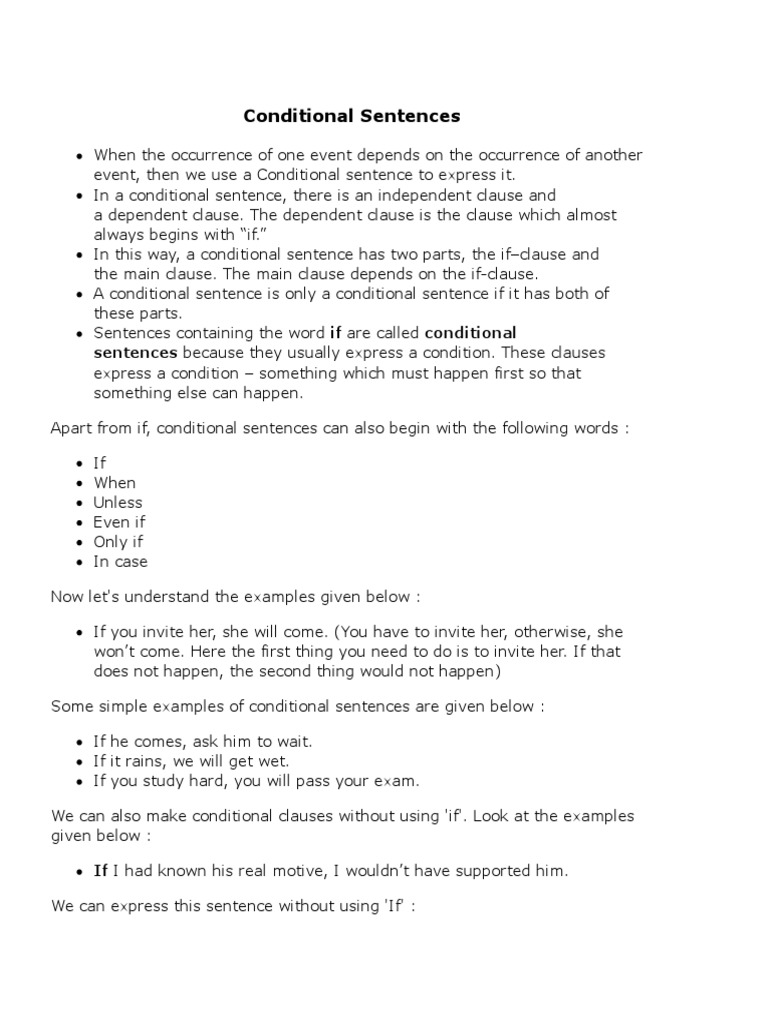 Conditional Sentences | PDF | Sentence (Linguistics) | Human Communication