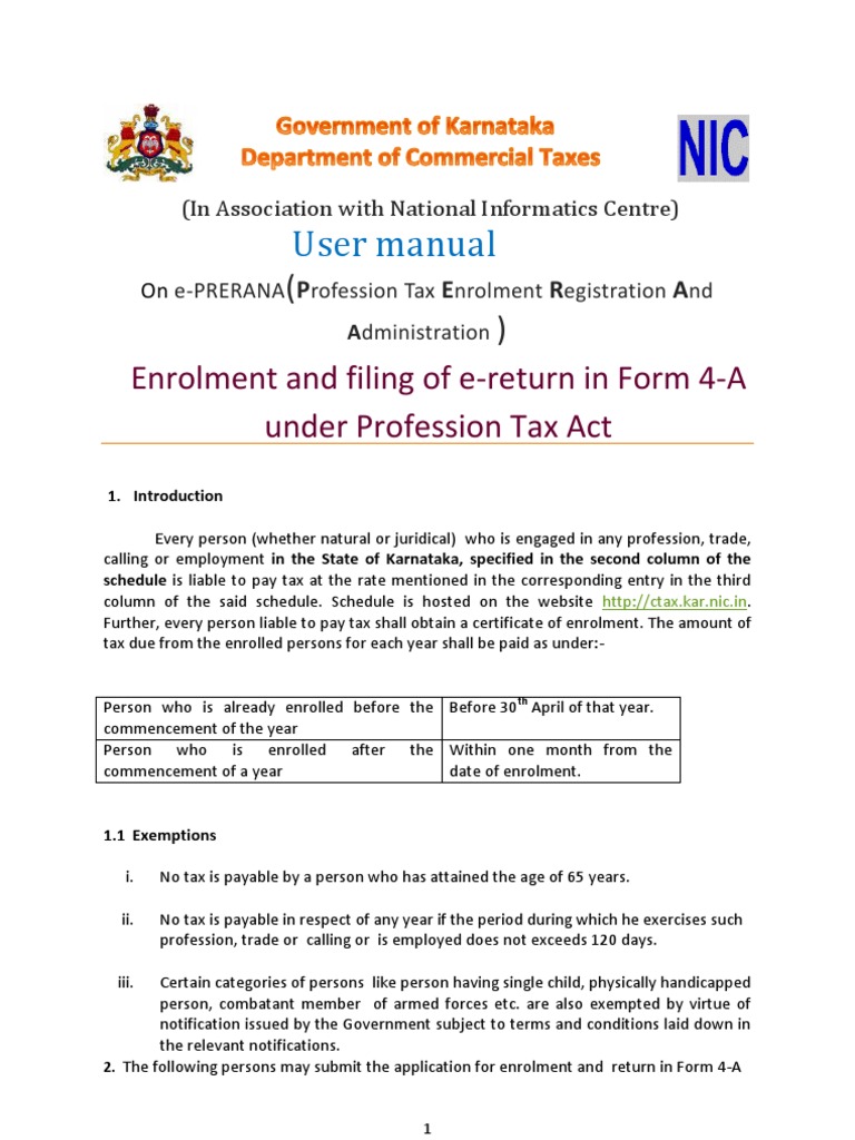 User Manual: Enrolment and Filing of E-Return in Form 4-A Under ...