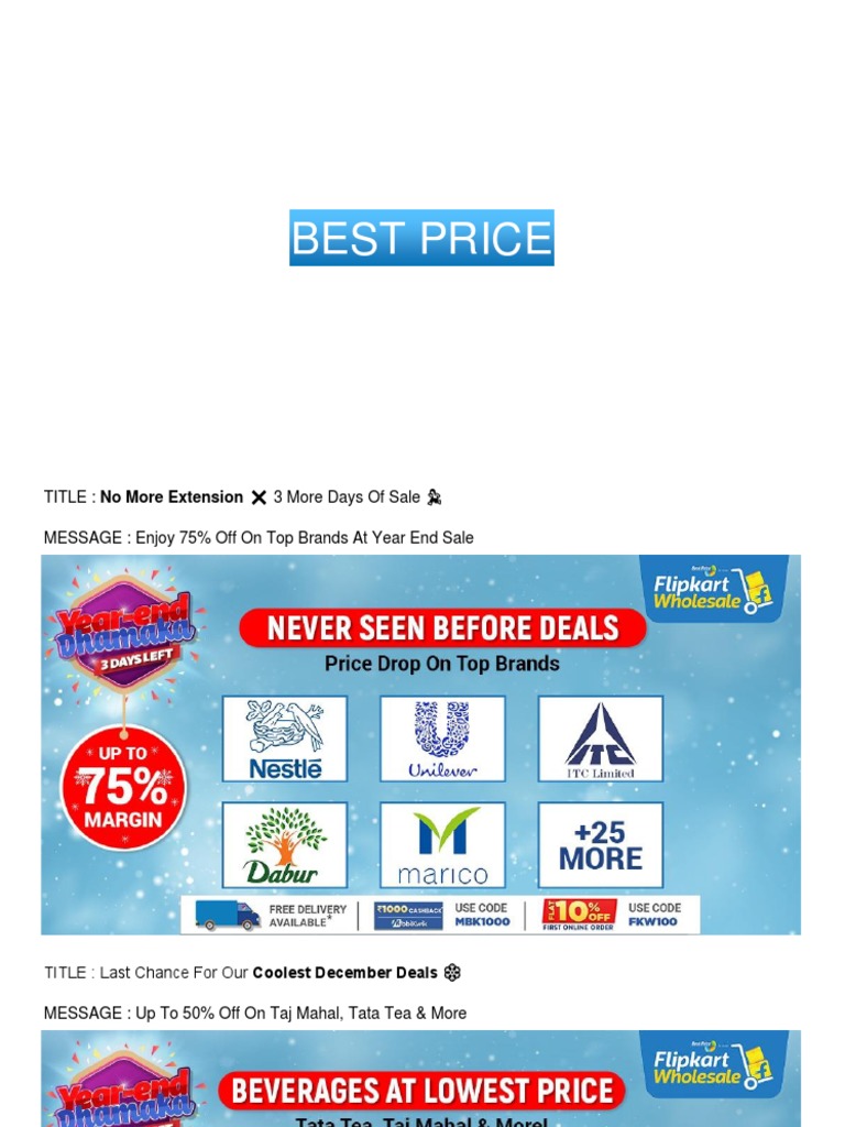 Push Notification Samples - Flipkart Wholesale - 1 | PDF