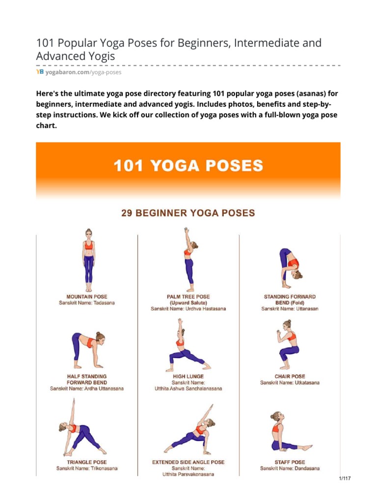 101 Popular Yoga Poses For Beginners Intermediate and Advanced Yogis ...