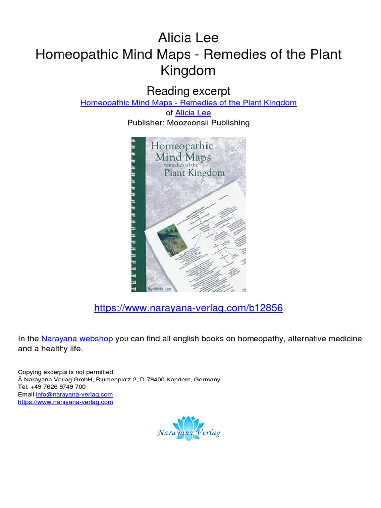 Alicia Lee Homeopathic Mind Maps - Remedies of The Plant Kingdom | PDF ...
