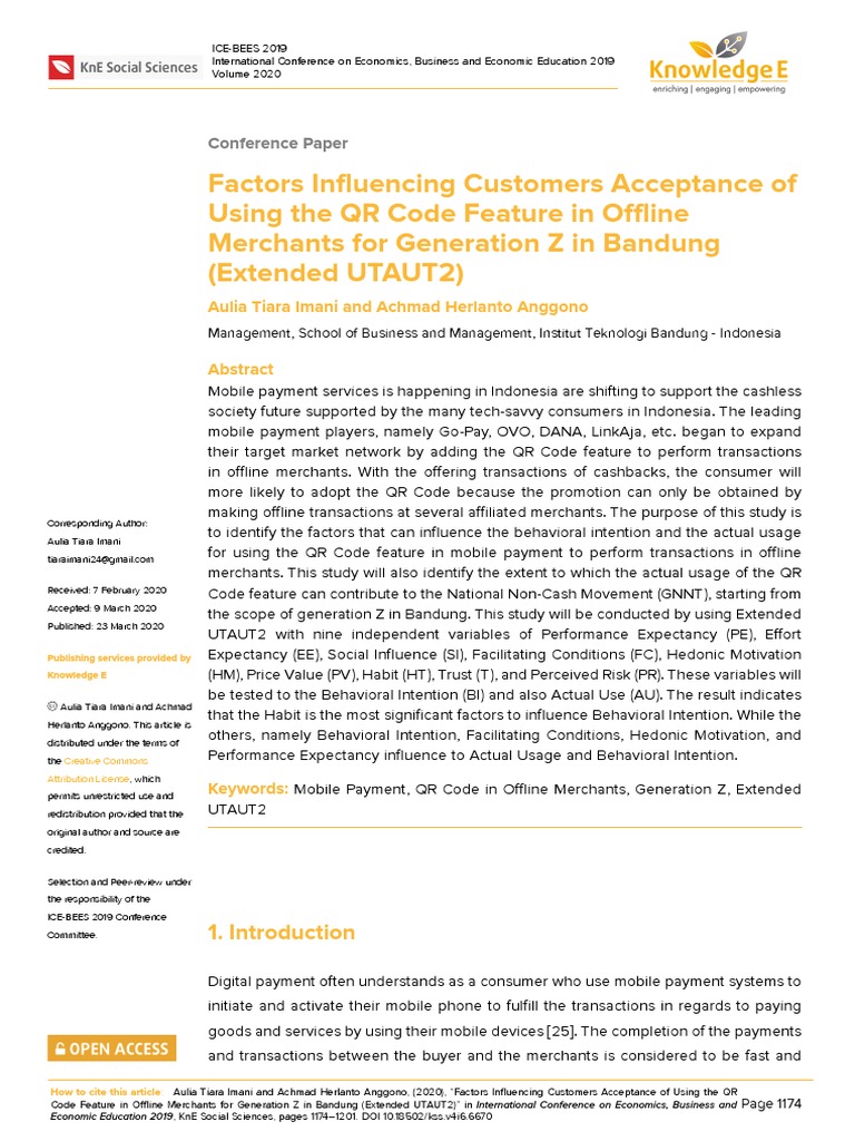 Factors Influencing Customers Acceptance of Using The QR Code Feature in Offline Merchants For ...