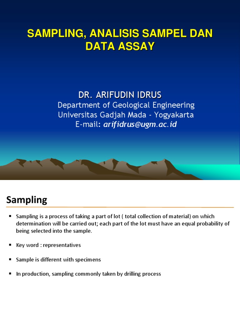 Sampling Data Assay Pdf Geology Sampling Statistics