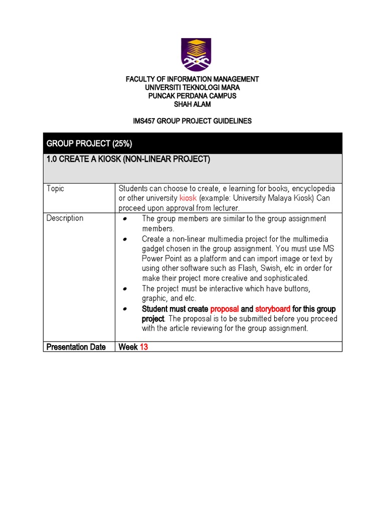 Group Project Guidelines - IMS457 | PDF | Art