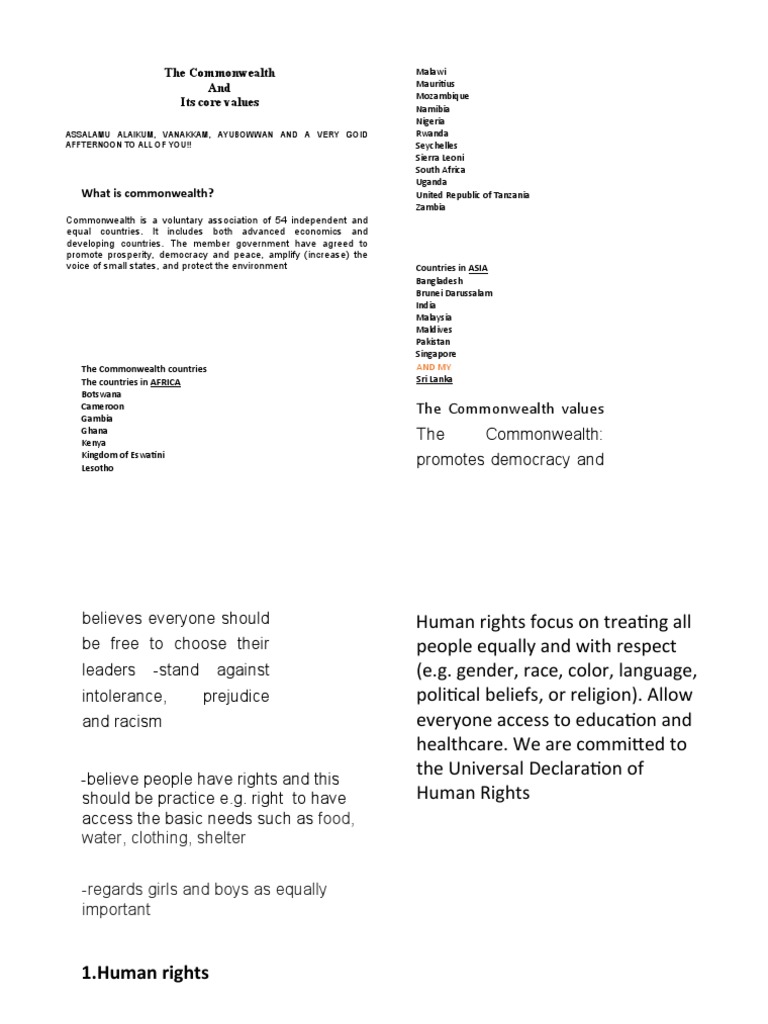 The Commonwealth and Its Core Values | Download Free PDF | Commonwealth ...
