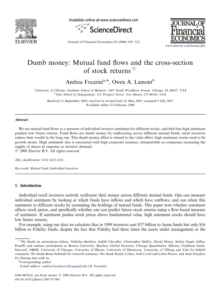 Dumb Money: Mutual Fund Flows Impact | PDF | Mutual Funds | Stocks