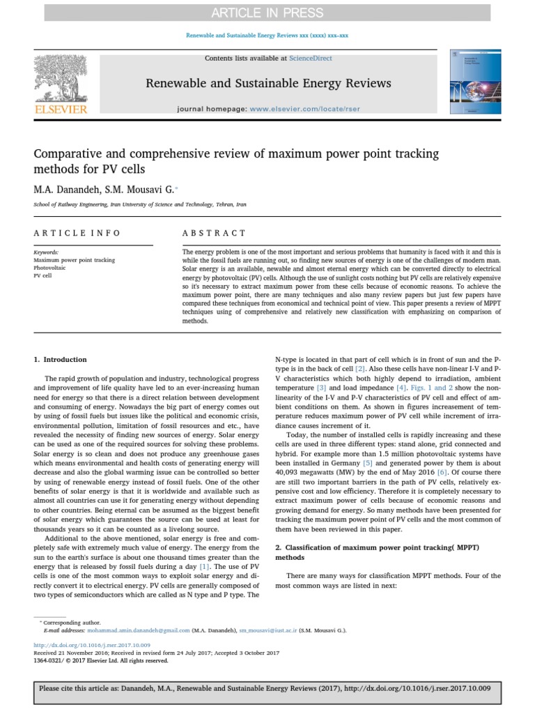 Comparative and Comprehensive Review of Maximum Power Point Tracking ...