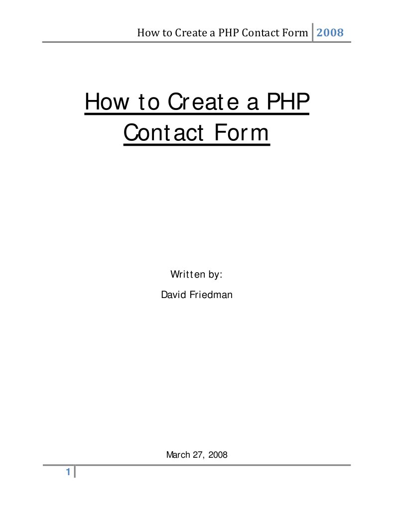 How To Create A PHP Contact Form | PDF | Websites | Php