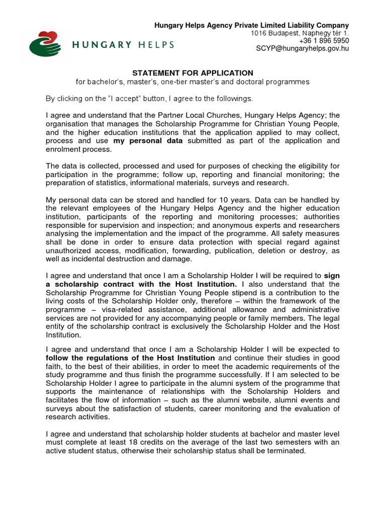 Hungary Helps Scholarship Application Agreement | PDF | Hungary ...