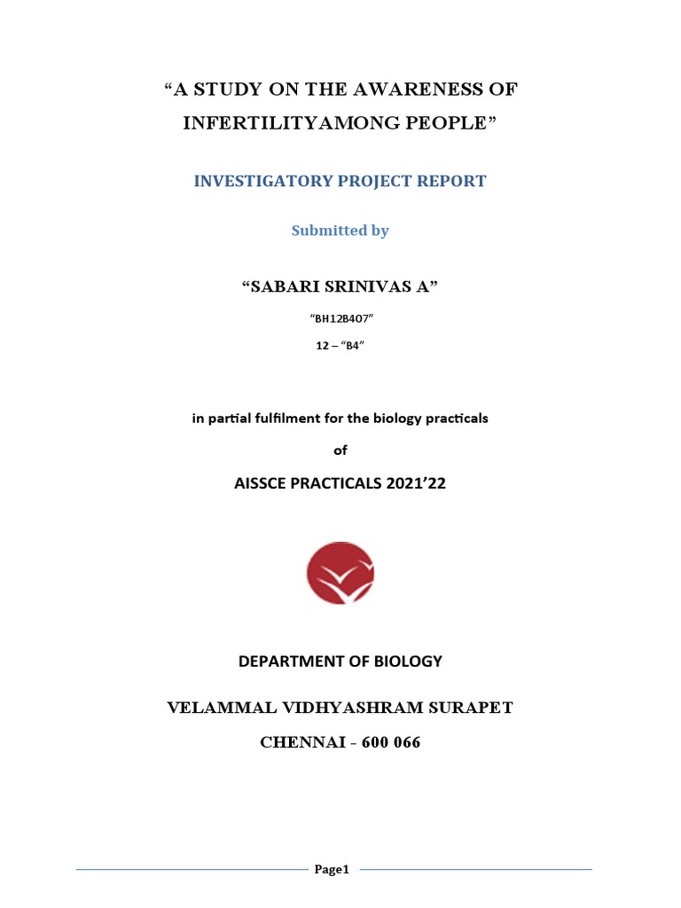 "A Study On The Awareness of Infertilityamong People": Investigatory ...