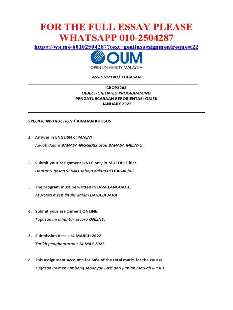 Cbop3203-Object Oriented Programming | PDF | Method (Computer Programming) | Programming