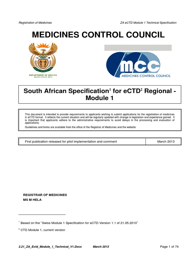 ZA eCTD Module 1 Technical v1 | PDF | Computer File | File Format