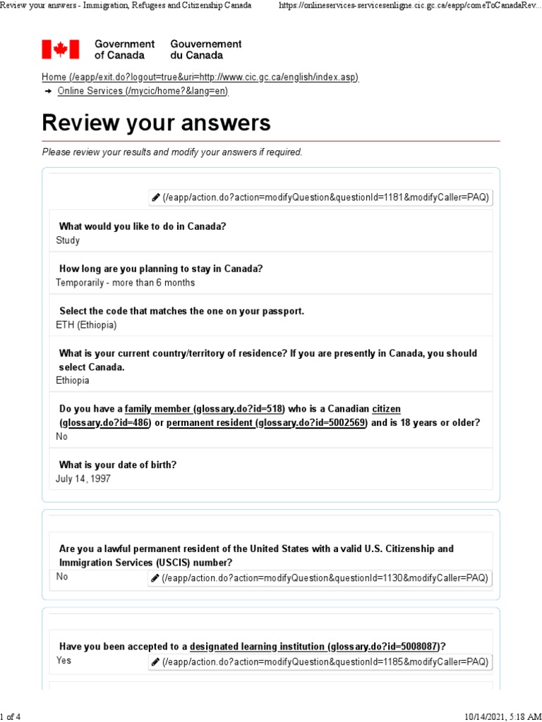 Canada Study Permit Application | PDF | Debit Card | Citizenship Of The ...