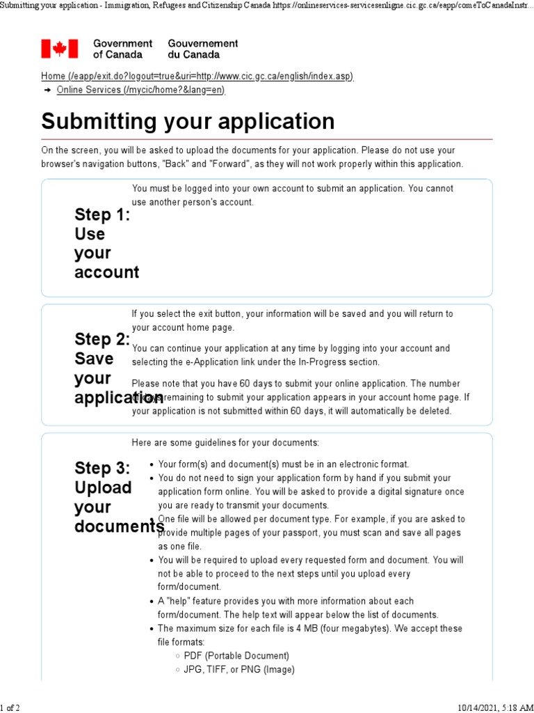 Submitting Your Application: Step 1: Use Your Account | PDF | Payments ...