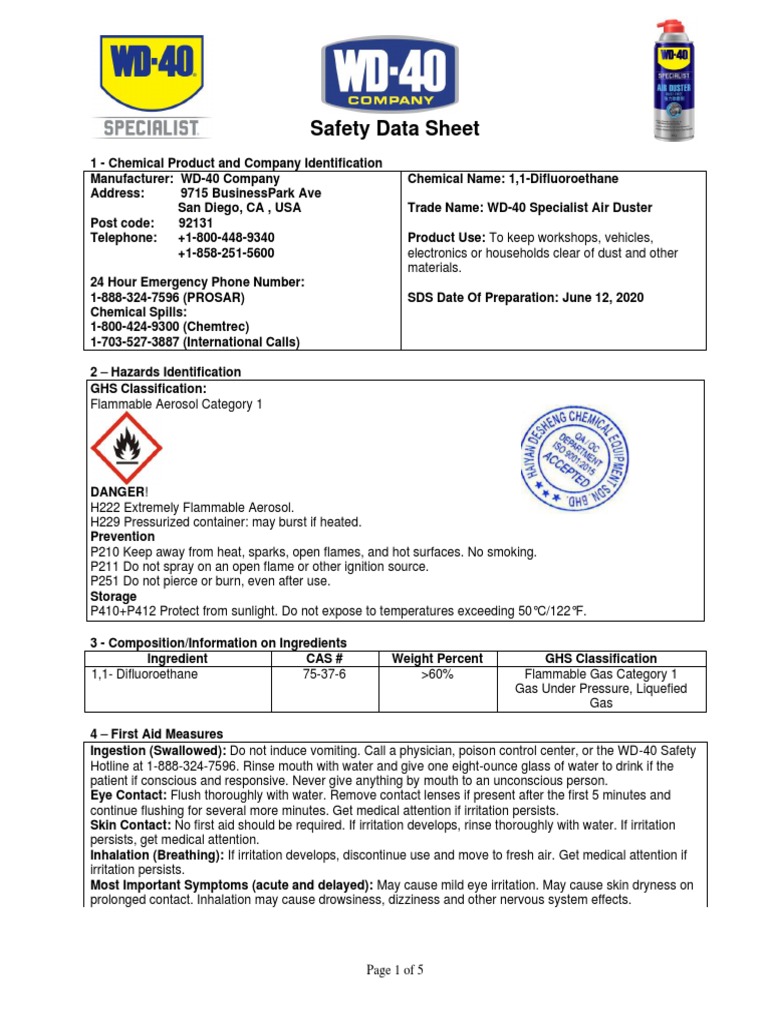 APP000134 - WD-40 Safety Data Sheet | PDF | Firefighting | Water