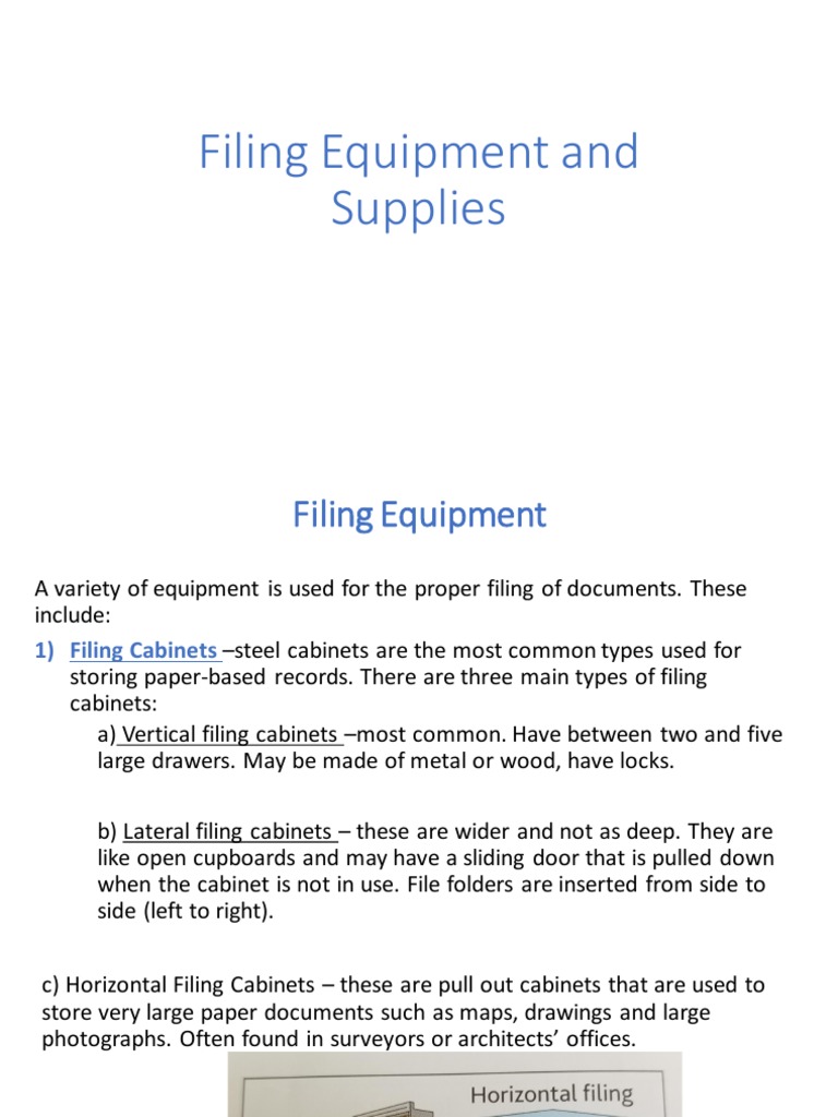 Office Filing Equipment Overview | PDF | Computer File | Records Management