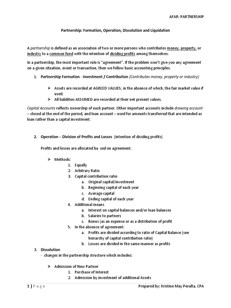 AFAR 1. Partnership | PDF | Partnership | Investing