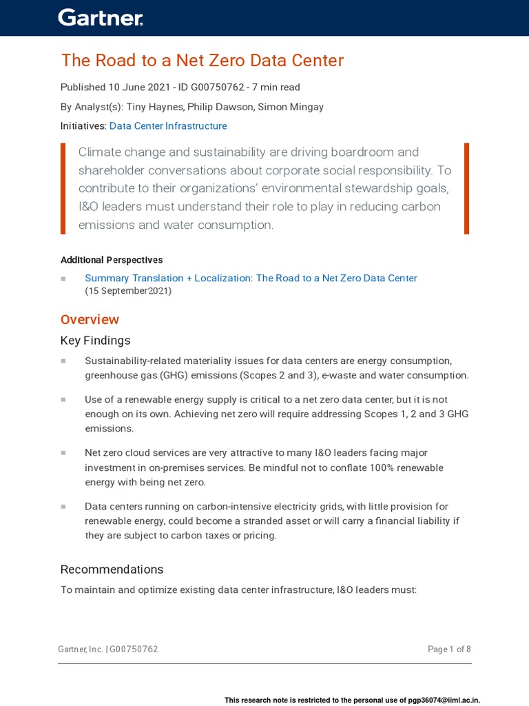 The Road To A Net Zero Data Center | PDF | Data Center | Sustainability