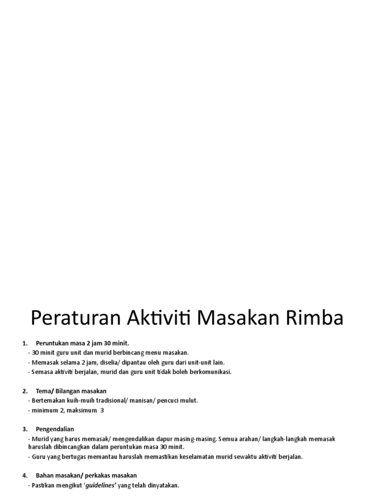 Peraturan Masakan Rimba | PDF