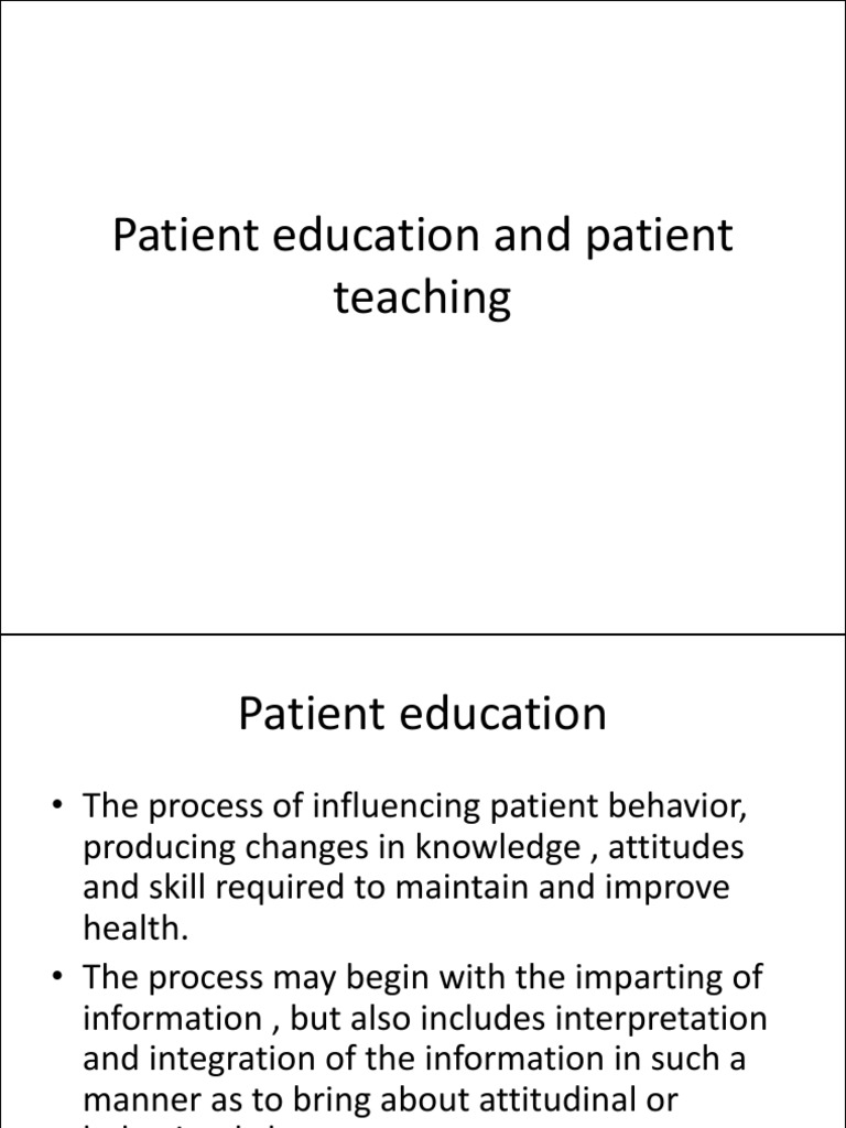 Patient Education and Patient Teaching | PDF | Nursing | Patient