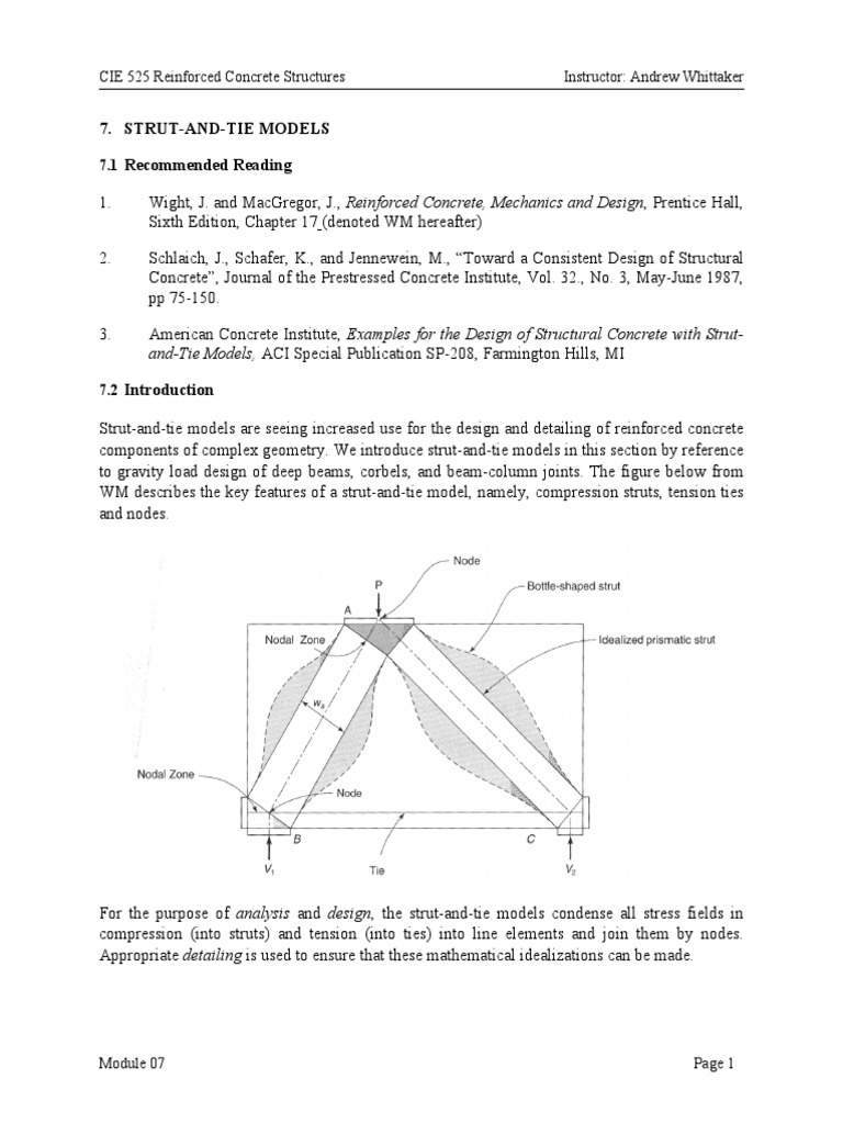 Module07 Strut & Tie Models | PDF | Beam (Structure) | Stress (Mechanics)