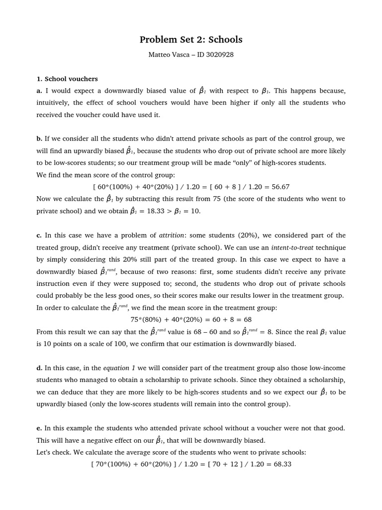 Problem Set 2: Schools | Download Free PDF | Statistical Inference ...