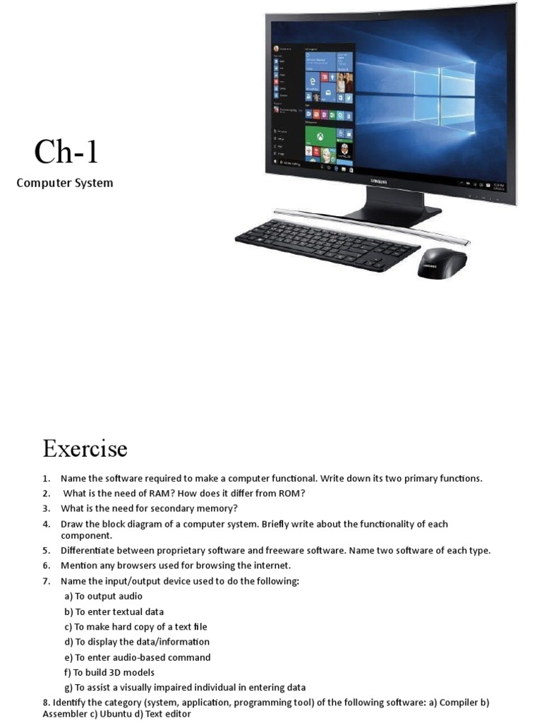 Ch-1 Computer System | PDF | Computer Data Storage | Central Processing ...