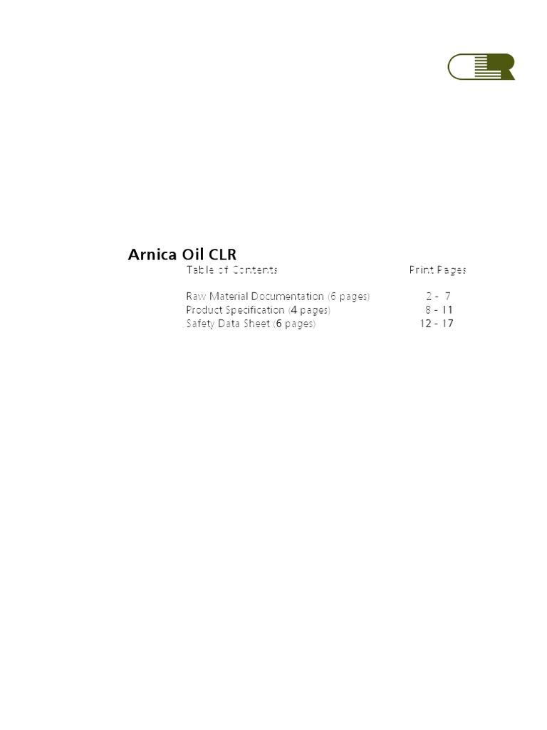 Arnica Oil Documentation | PDF | Toxicity | Dangerous Goods